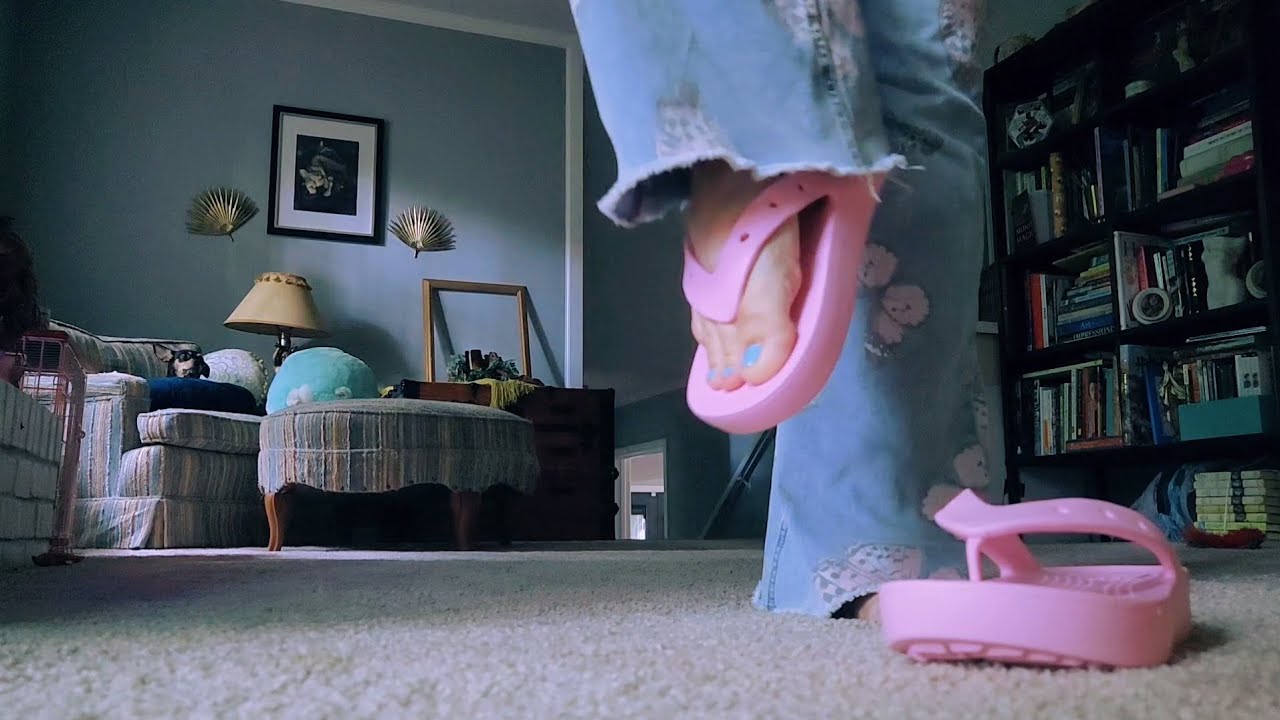 butterfly 🦋 flares (and flip flops!) | asmr feet on carpet - YouTube