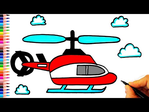 Helikopter Çizimi -Menggambar, Melukis & Mewarnai Helikopter untuk Balita, Anak | Drawing Helicopter