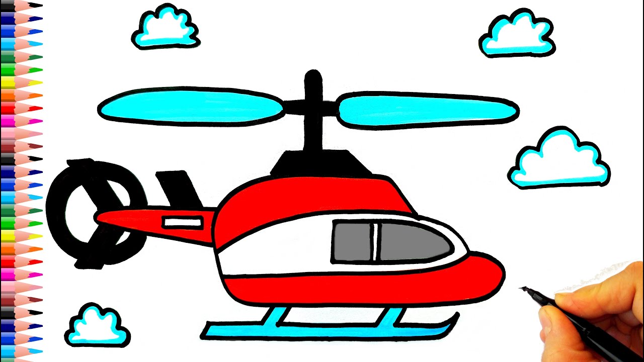 Helikopter Çizimi -Menggambar, Melukis & Mewarnai Helikopter untuk ...