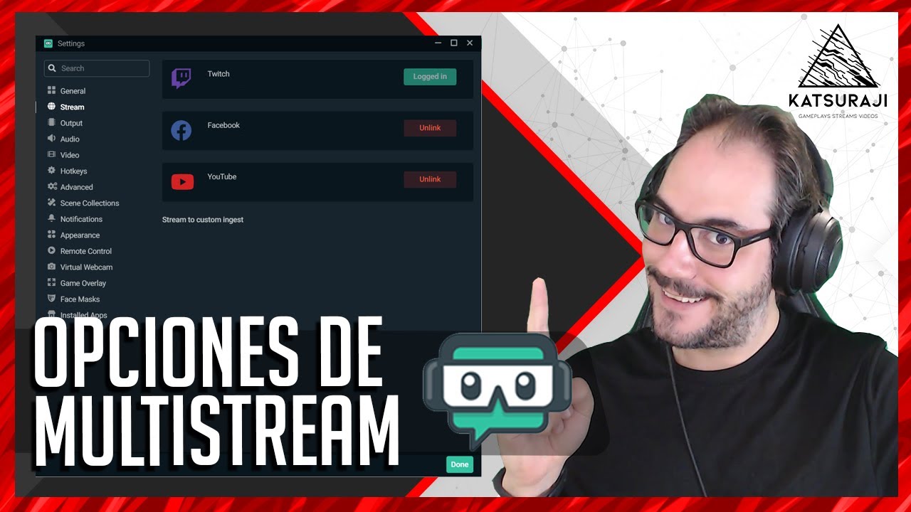 ¿Donde estan Las OPCIONES de stream key en StreamLabs? - YouTube