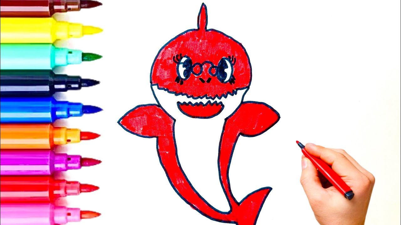 How to draw a baby shark / Let’s draw raw together / kids craft - YouTube