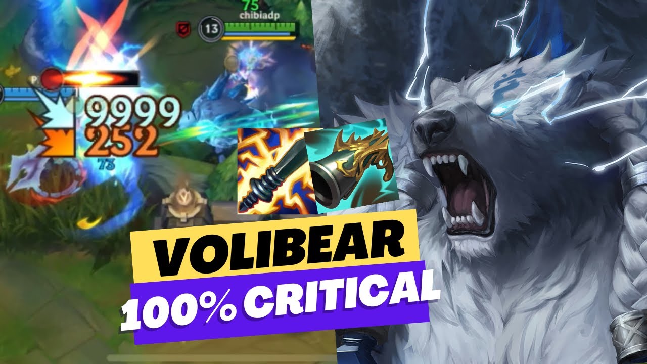 VOLIBEAR JUNGLE WILD RIFT WITH FULL CRITICAL IS INSANE ! pikachu build ...