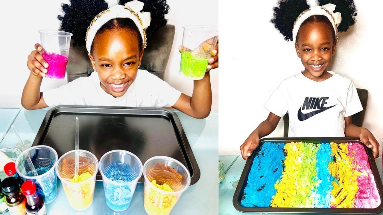 How to make Rainbow by using Baking soda vinegar and food colours ...