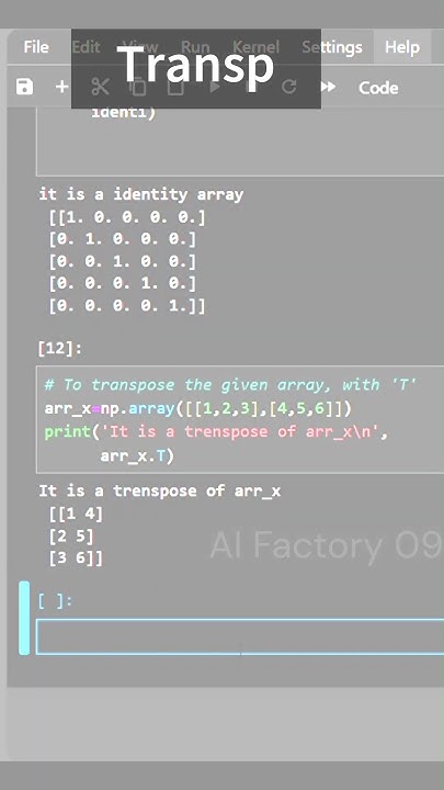Identity Transpose Range Linspace Of Array In Numpy Shorts Numpy Python Education Array