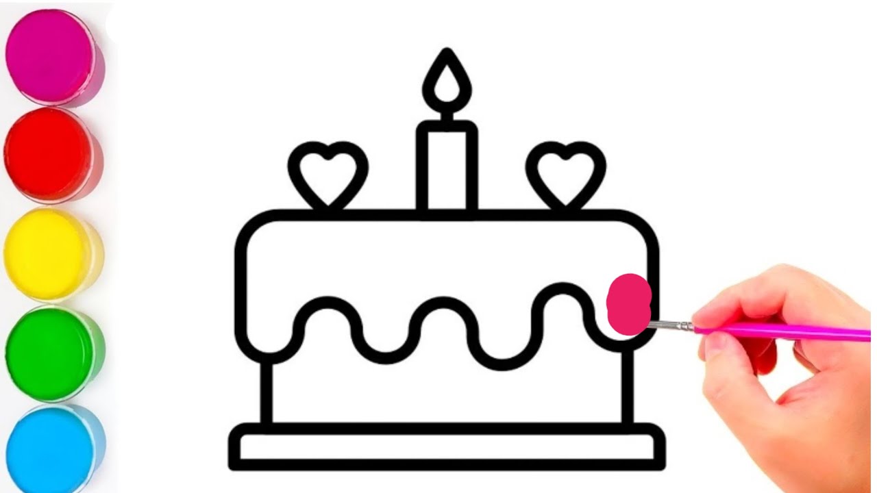 How to Draw a Cake for Kids and Toddlers | Easy Cake drawing Step by ...