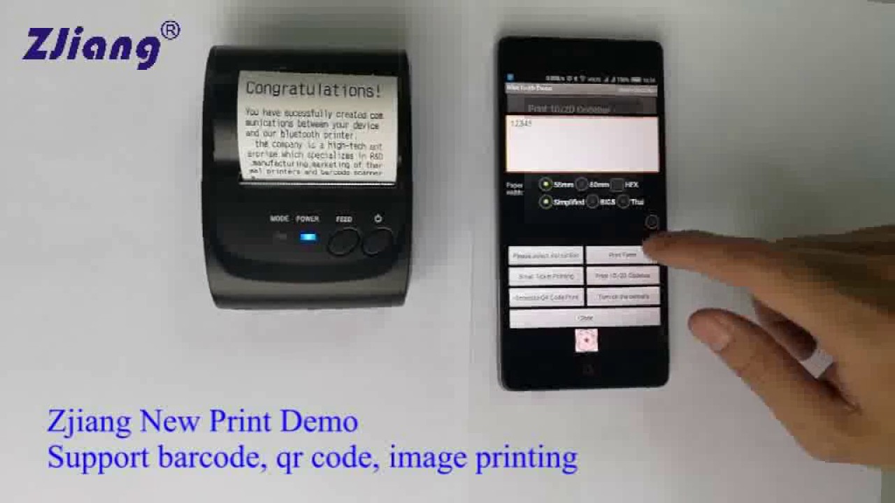 ZJ-5802 ZJiang portable mini bluetooth printer for android/ios - YouTube