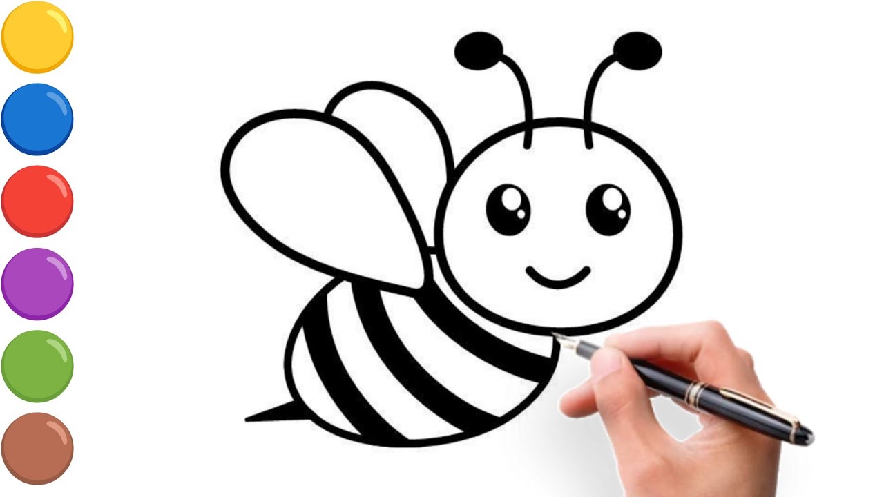 Honey bee drawing | How to draw honey bee step by step painting and ...