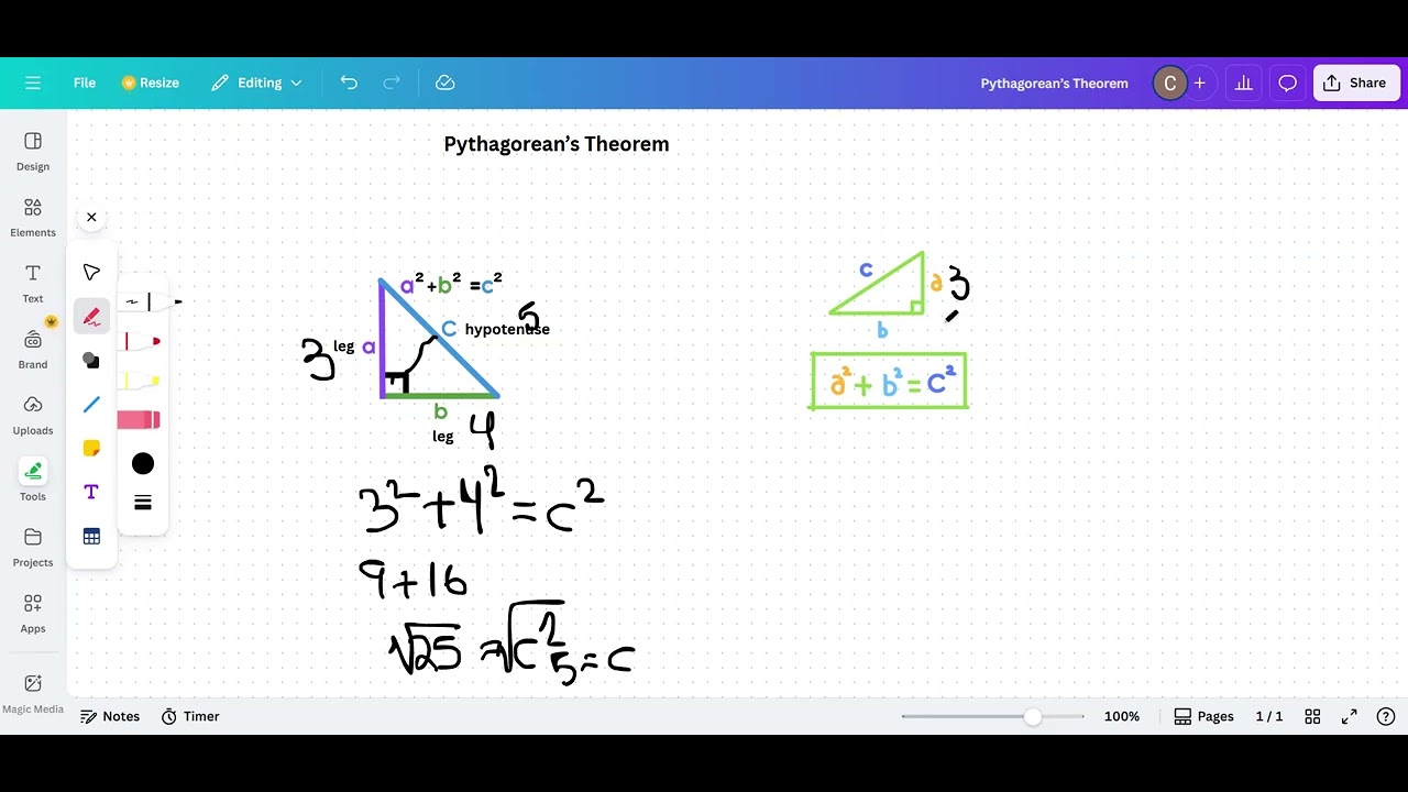 Using Pythagorean's Theorem in Right Triangles 📐 to Solve for a Missing ...