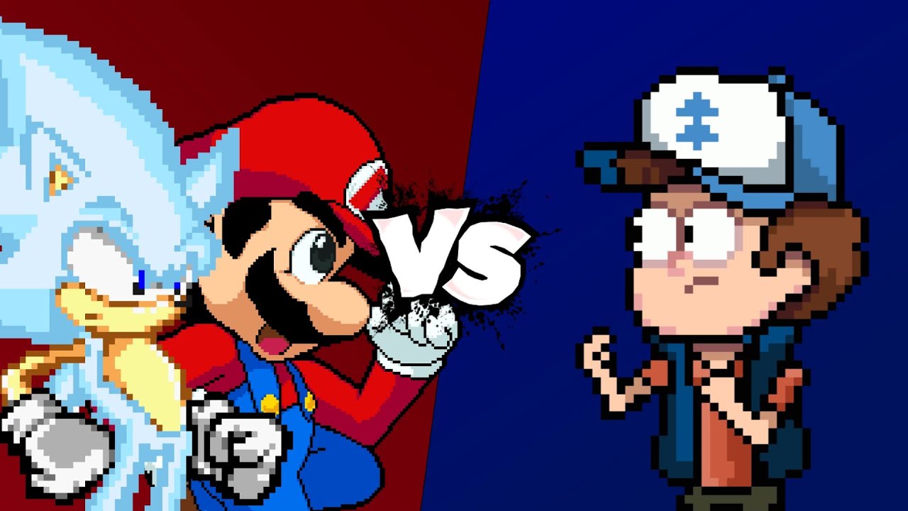 MUGEN Battle - Mario/Hyper Sonic vs Dipper Pines - YouTube