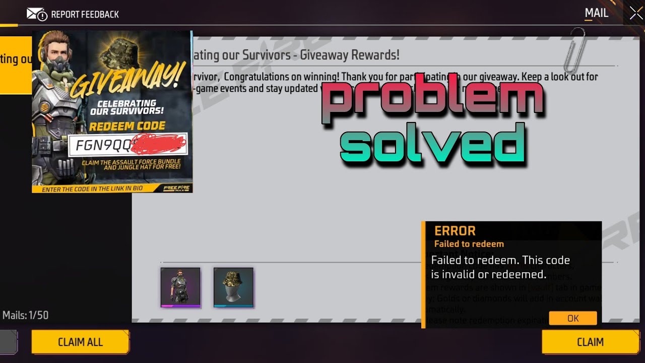 Freefire redeem code today 26 January | New ff redeem code | ff redeem code failed problem solve ...
