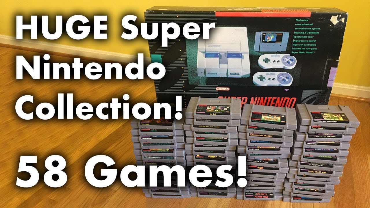 HUGE Super Nintendo Collection! 58 Games! - YouTube