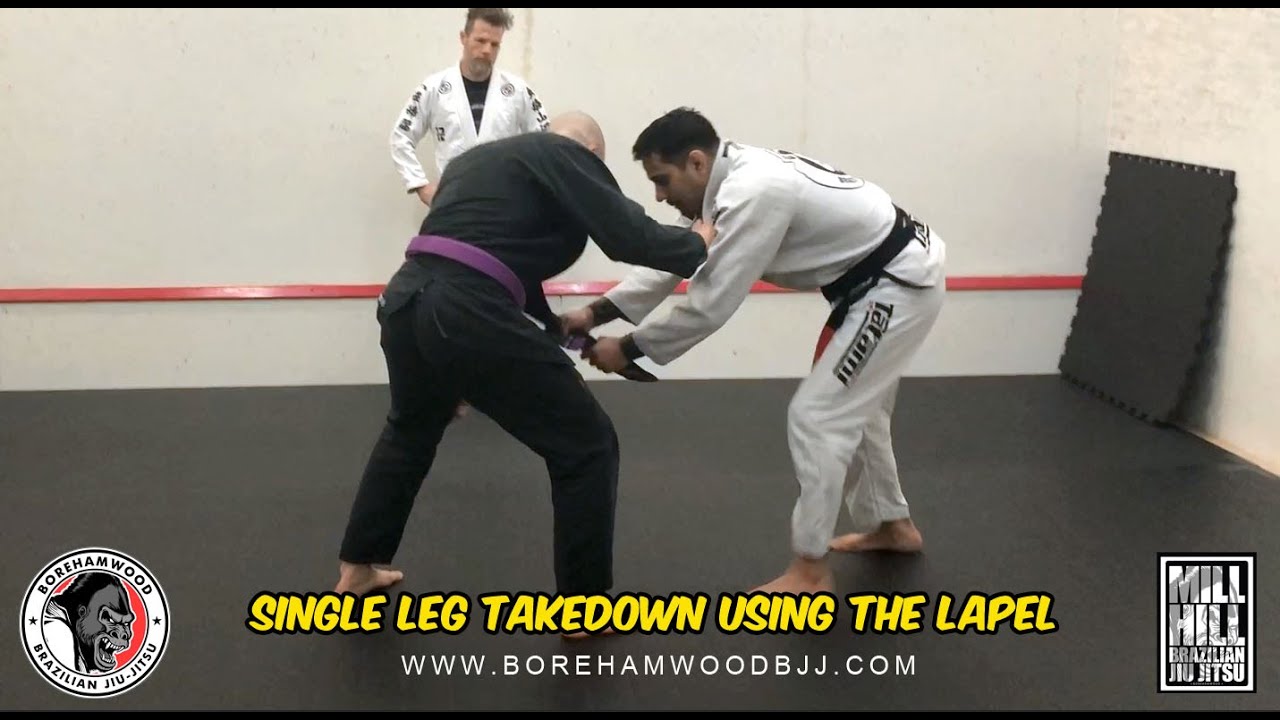 Single Leg Takedown using the opponents lapel - YouTube