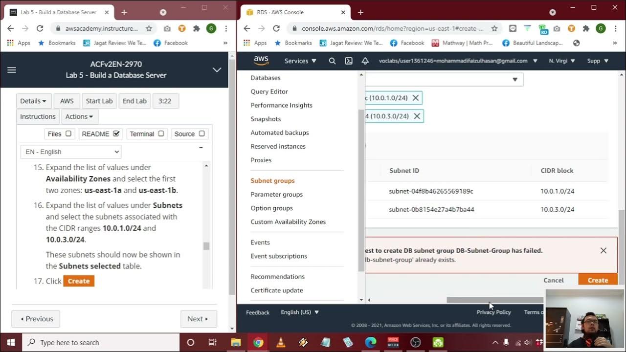 AWS Academy Cloud Foundations - Lab 5: Build Your DB Server and Interact with Your DB Using an ...