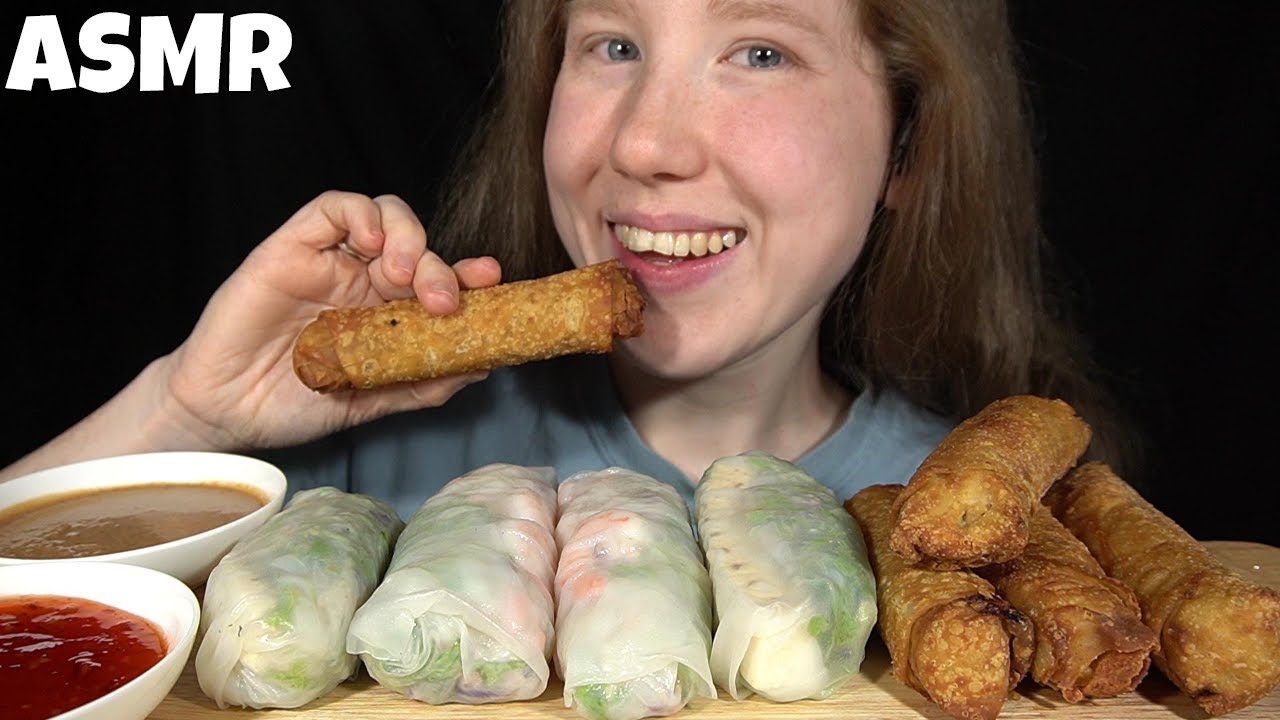 ASMR SPRING ROLLS & EGG ROLLS MUKBANG (No Talking) EATING SOUNDS - YouTube