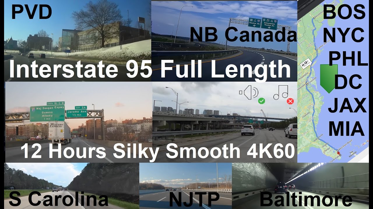 Interstate 95 Full Length 4K60 (🚄250%) 12hrs Southbound - YouTube