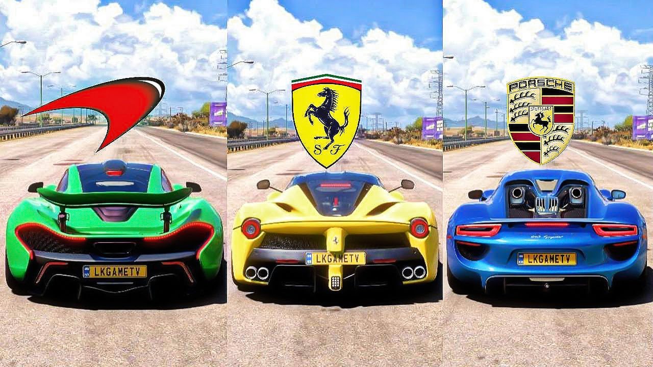 FH5 DRAG RACE: MCLAREN P1 Vs LAFERRARI Vs PORSCHE 918 - YouTube