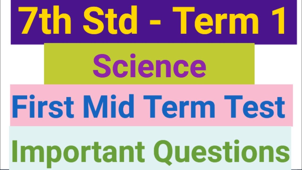 7th Std - Science | Term 1 - First Mid Term Test | Important Questions ...