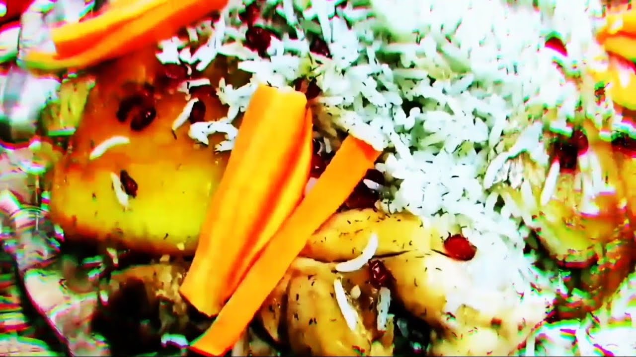 The most delicious rice dish with chicken& dried dill(sabzi polo ba tah ...