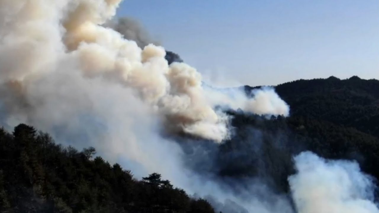 Over 6,000 battle forest fire in N China's Shanxi Province - YouTube
