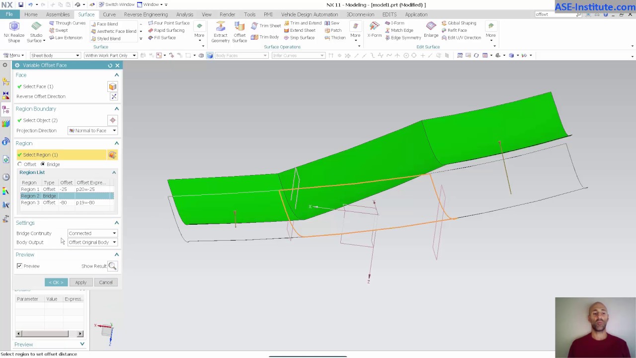 Variable Offset Face | Siemens NX 11 - YouTube