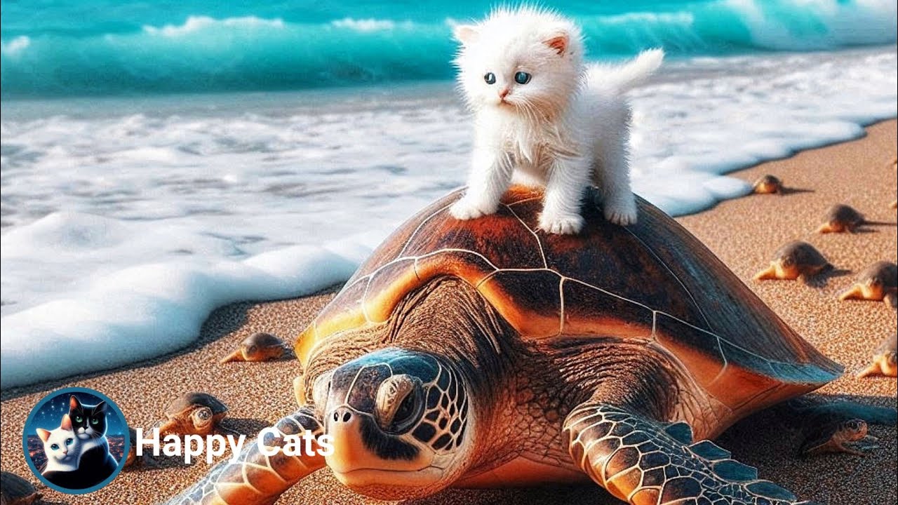 🐢 CLICK HERE 😻🐢💛 On the beach of love 🐈💛 Kitten Turtles 🐢 #cat #kitten ...