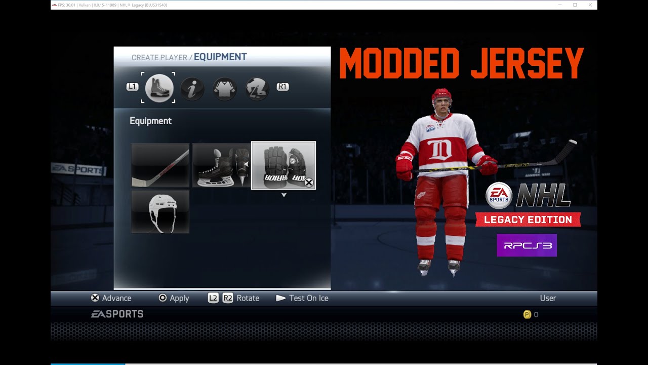 NHL Legacy Edition RPCS3 modded jersey texture - YouTube