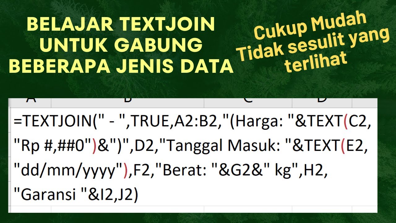 Latihan Soal Rumus TEXTJOIN yang lebih kompleks dengan menggabungkan ...