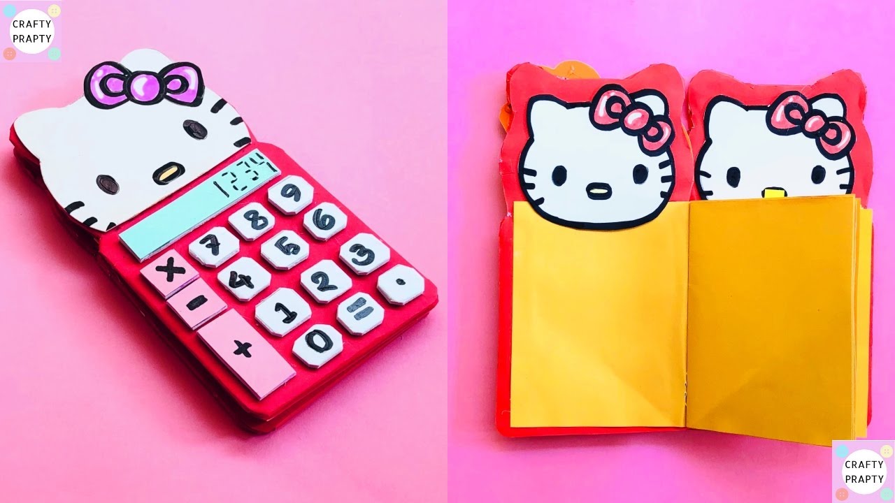 DIY Hello kitty Paper Calculator Mini Notepad/ DIY Paper Crafts /Back ...