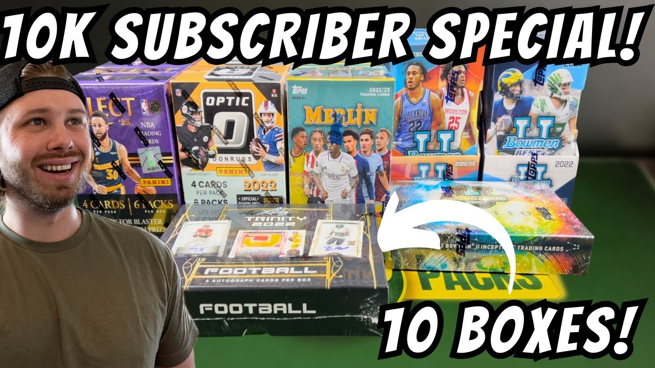 Opening 10 Boxes of Sports Cards! 10k Subscriber Special! - YouTube