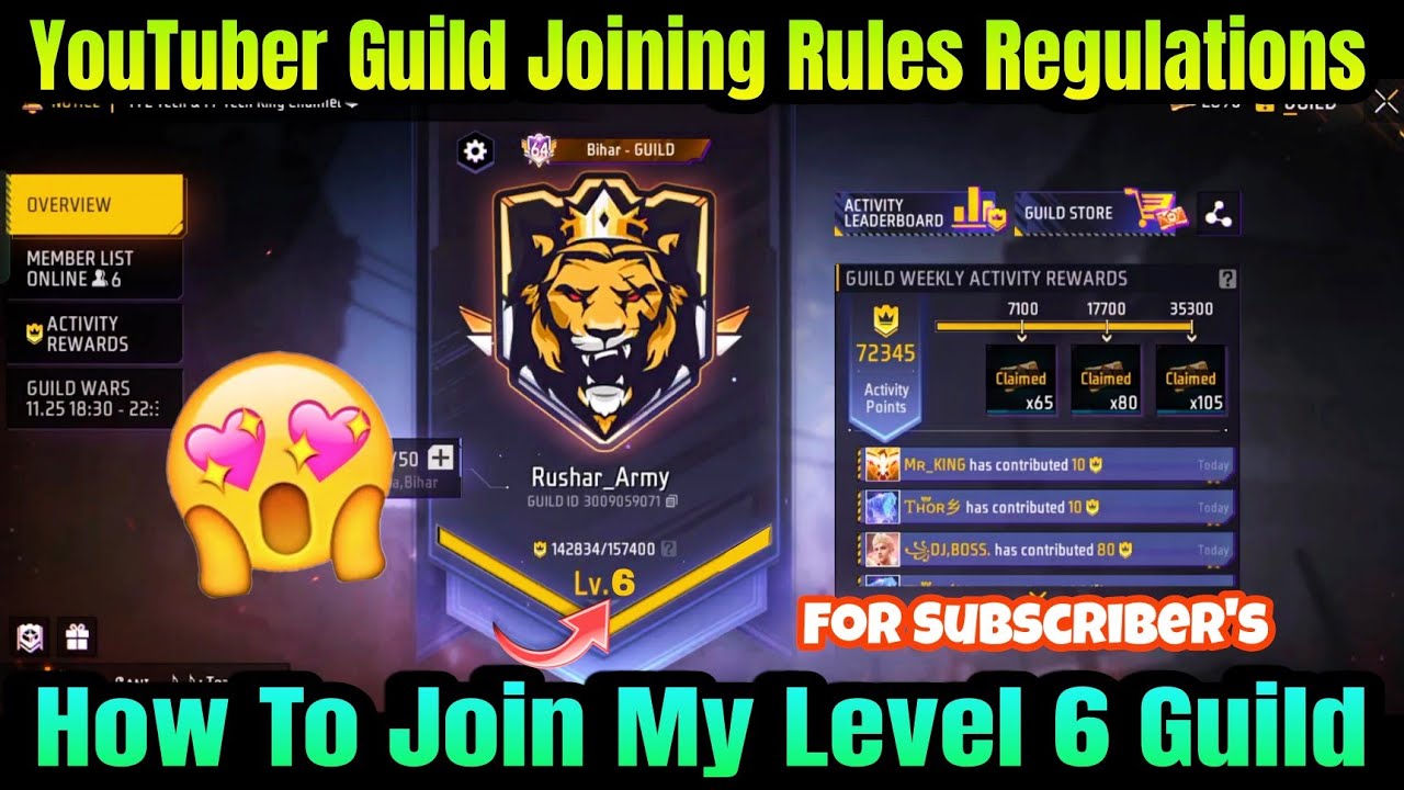 How To Join My Guild Today (Rules)😍 | Level FF Best Guild Id Join 2023 ...