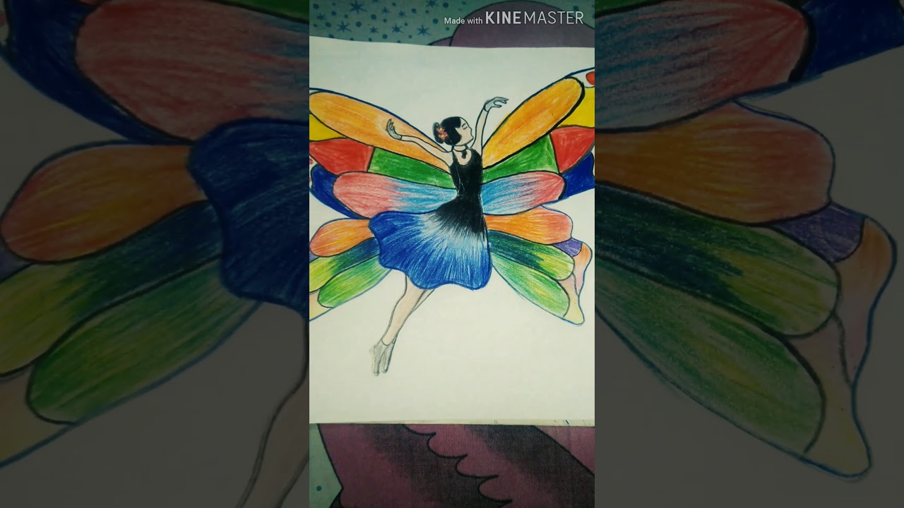 Butterfly girl drawing - YouTube