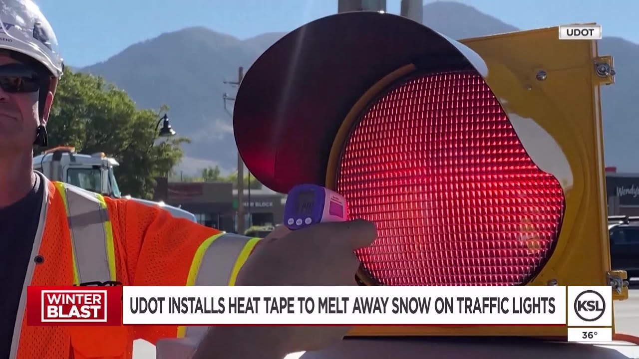 UDOT adds 'heat tape' to traffic lights to clear off snow - YouTube