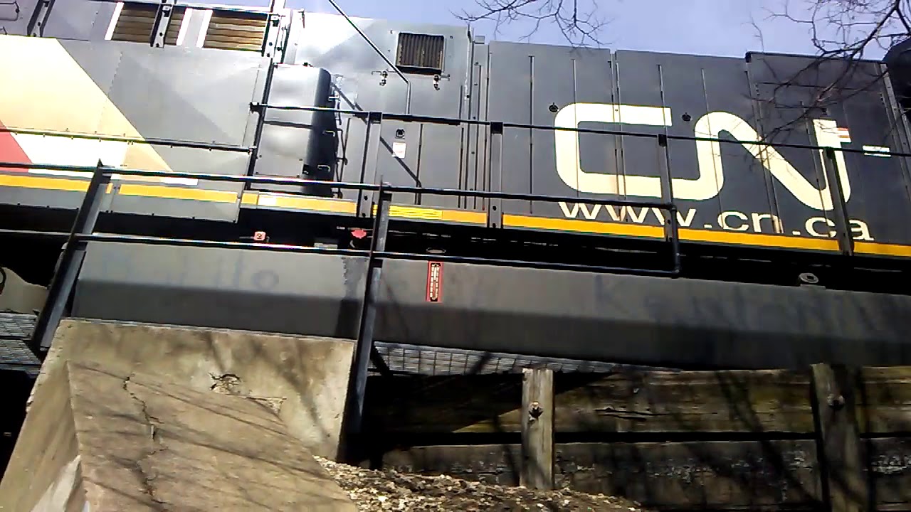 CN eastbound engines number 3069 and 2594 - YouTube