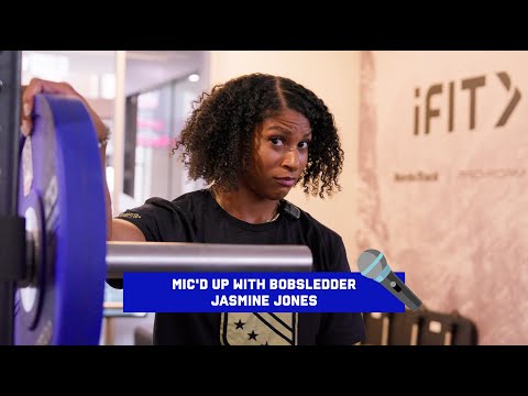 Bobsledder Jasmine Jones mic'd up at a joint Team USA lift session