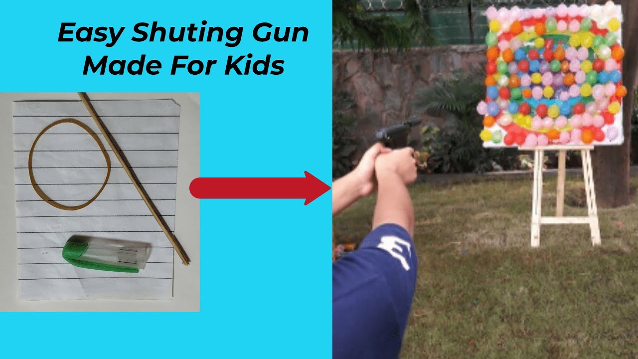 how to make balloon shoot gun toys pen rubber band - YouTube