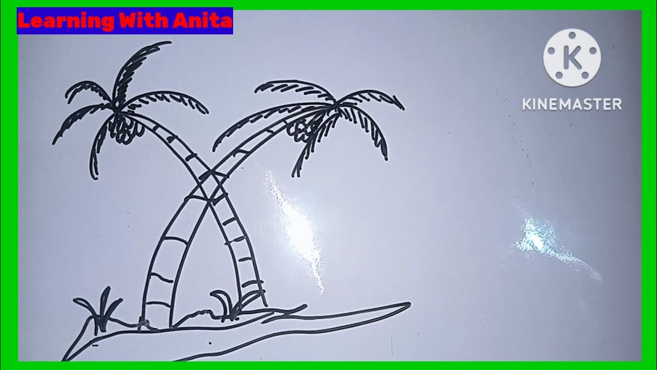 coconut tree drawing|easy drawing for children| chitrankan | nariyal ka ...
