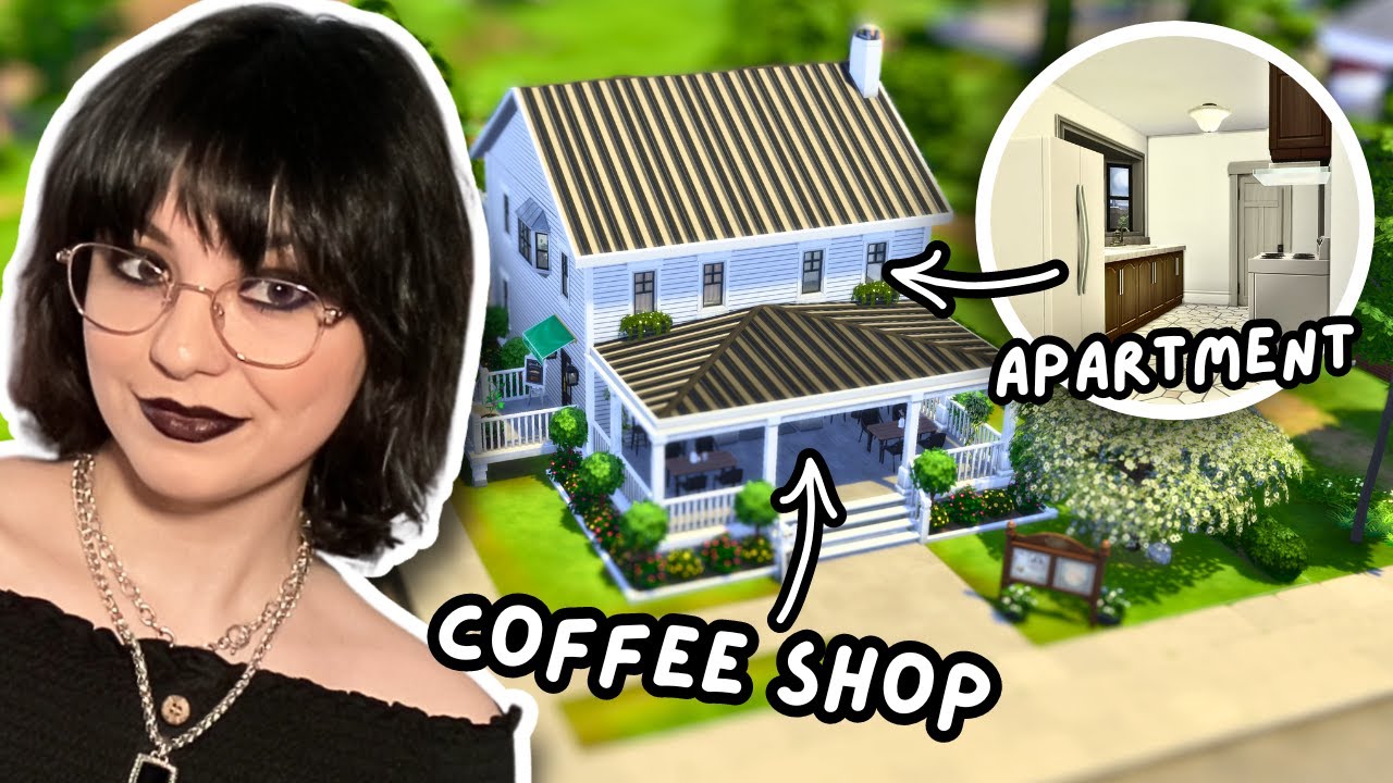 I built a coffee shop with APARTMENTS | The Sims 4 Speed Build - YouTube