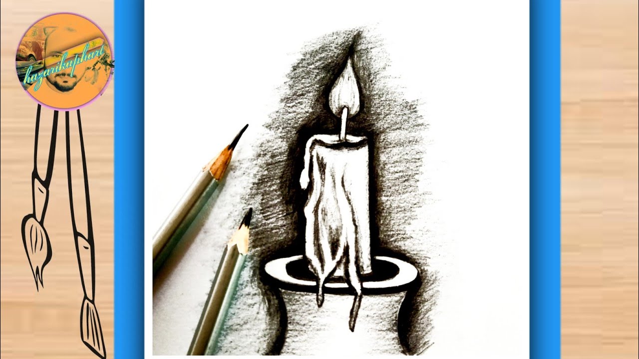 Pencil Drawing Candle || Draw a candle flame easy with pencil - YouTube