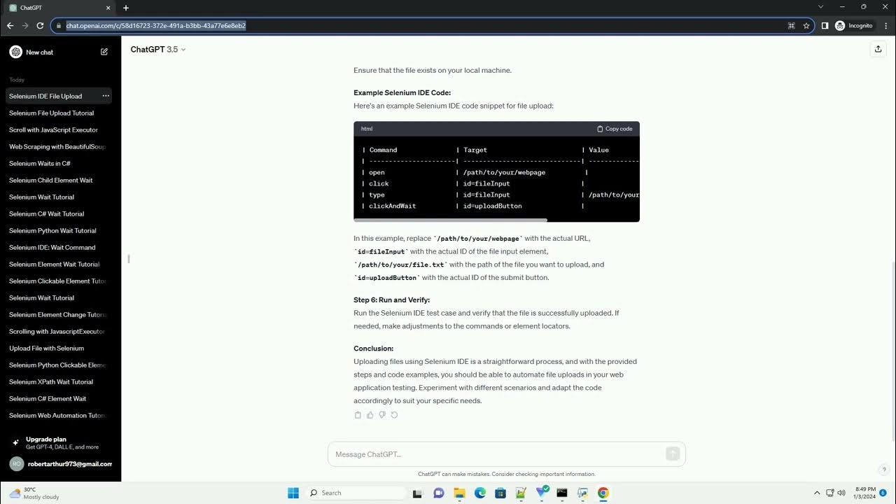 upload file selenium ide - YouTube
