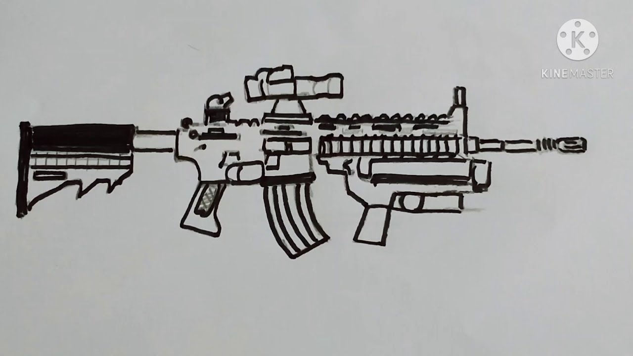 How to Draw a gun M4 m16 - YouTube