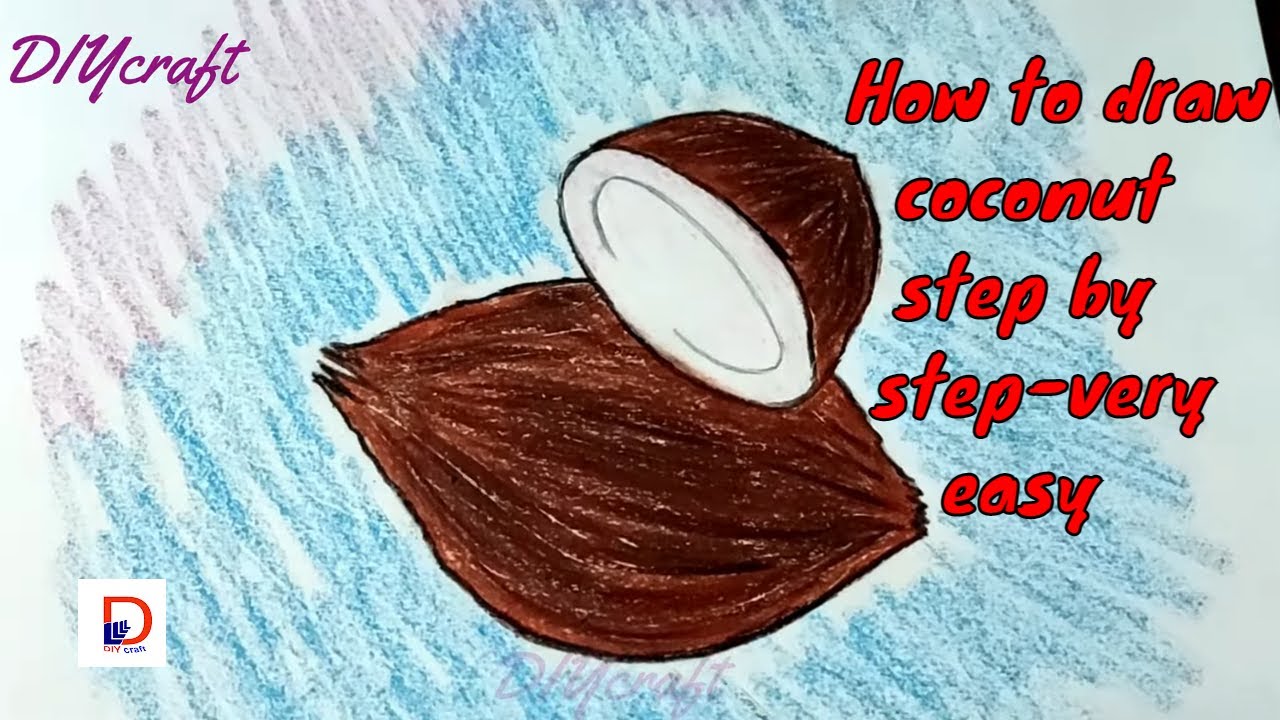 How to draw coconut step by step - very easy - YouTube
