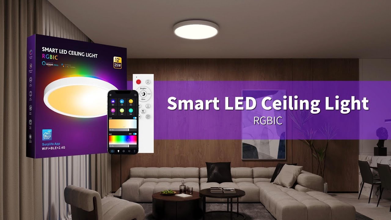 30W WiFi RGBIC LED Ceiling Light @HomeLEDPro - YouTube