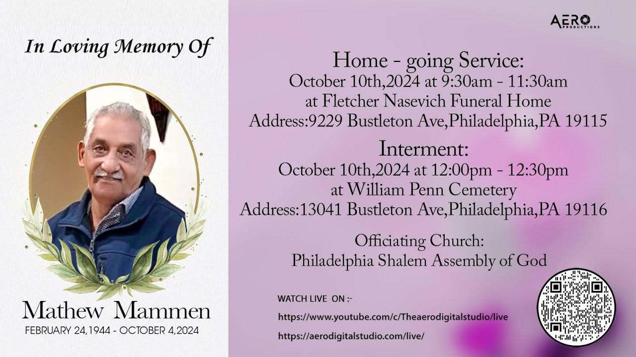 Home Going Service | Mathew Mammen | Live - YouTube