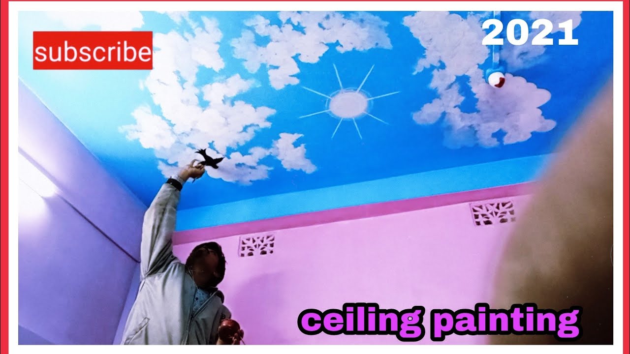 Wall painting ceiling clouds / interior design / easy ceiling painting ...