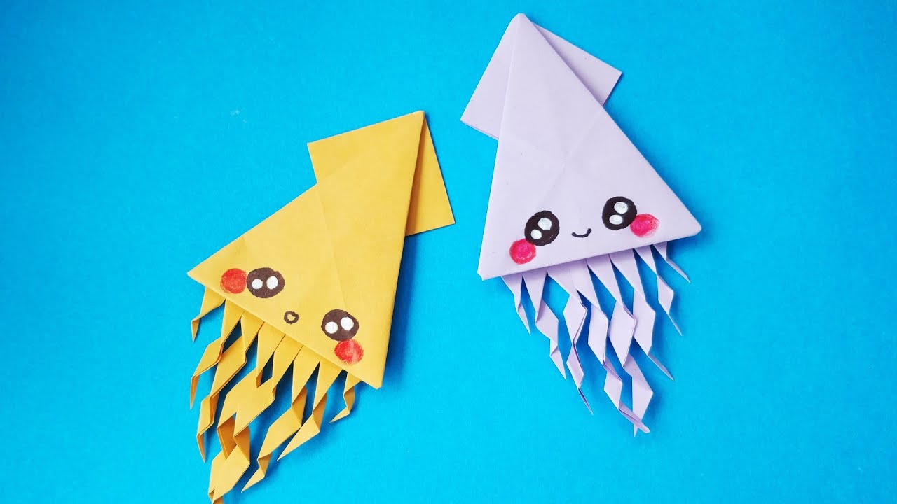 origami squid | origami sea animals | easy origami - YouTube