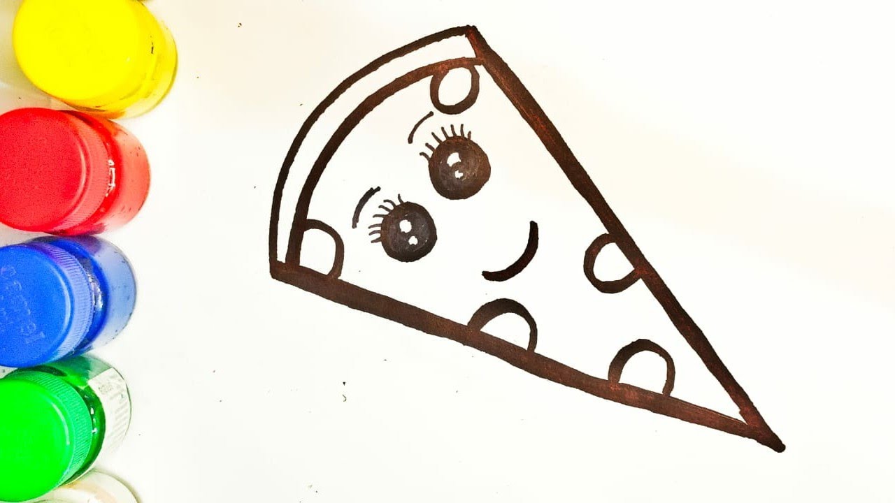 How to draw pizza slice 🍕🍕 stap by stap for beginners || painting ...