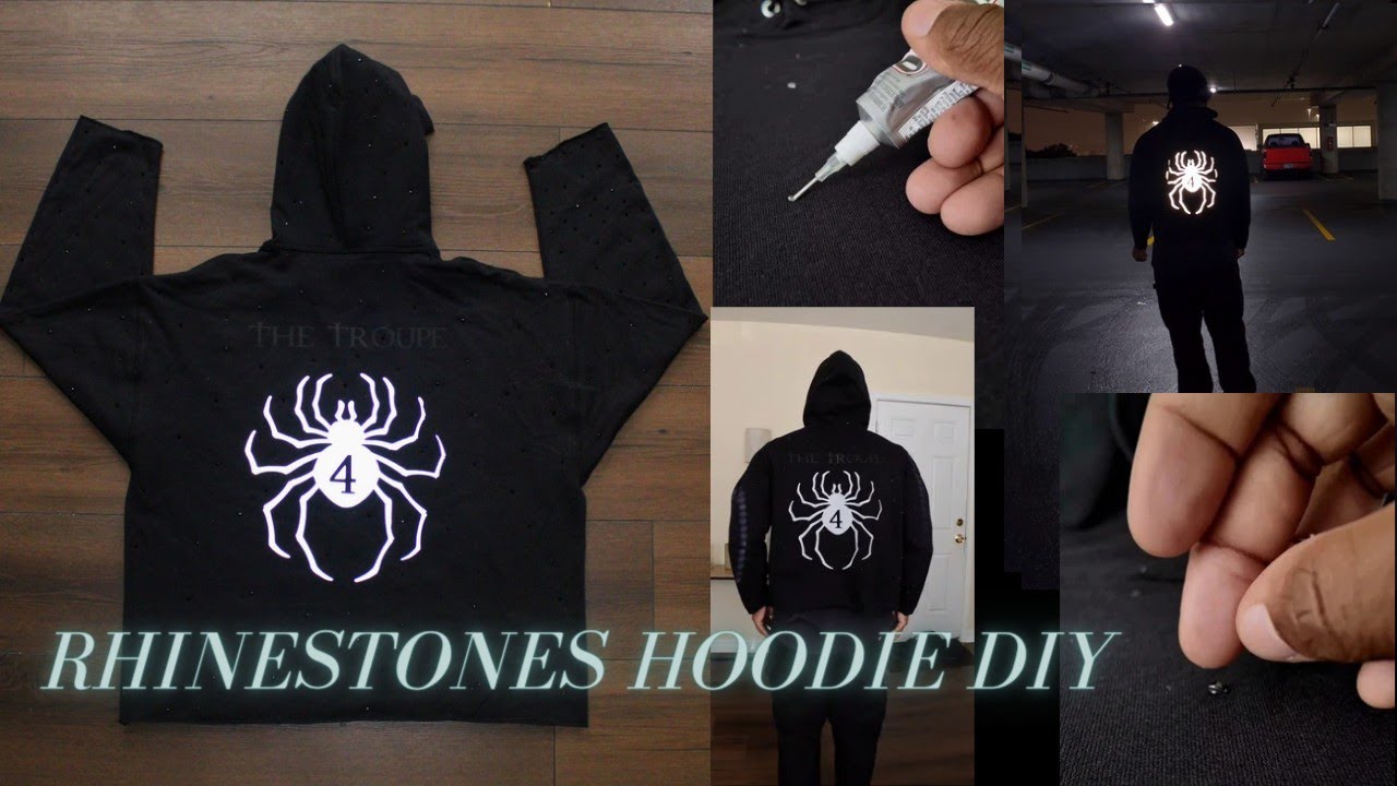 how to make a rhinestone hoodie (very easy) - YouTube