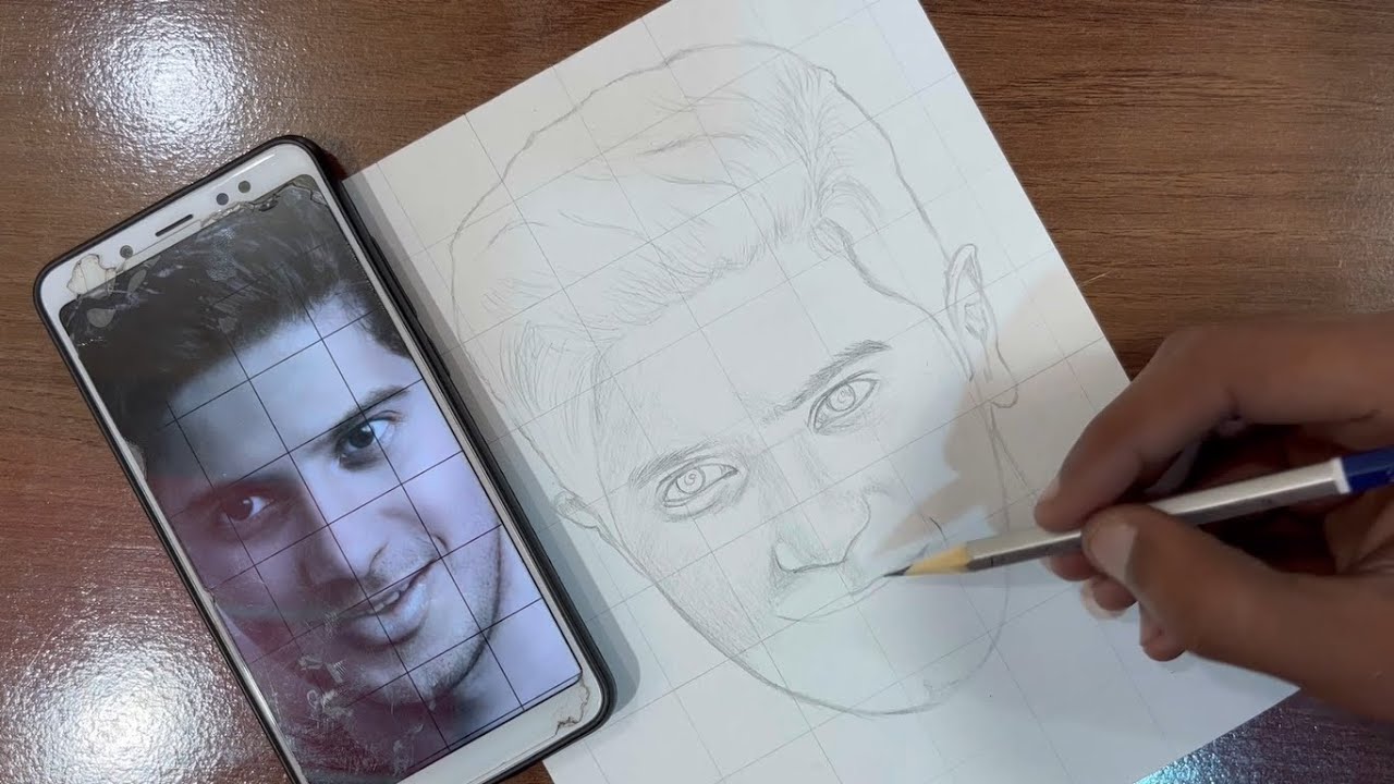 HOW TO DRAW with GRID METHOD | portrait drawing | sita ramam portrait ...