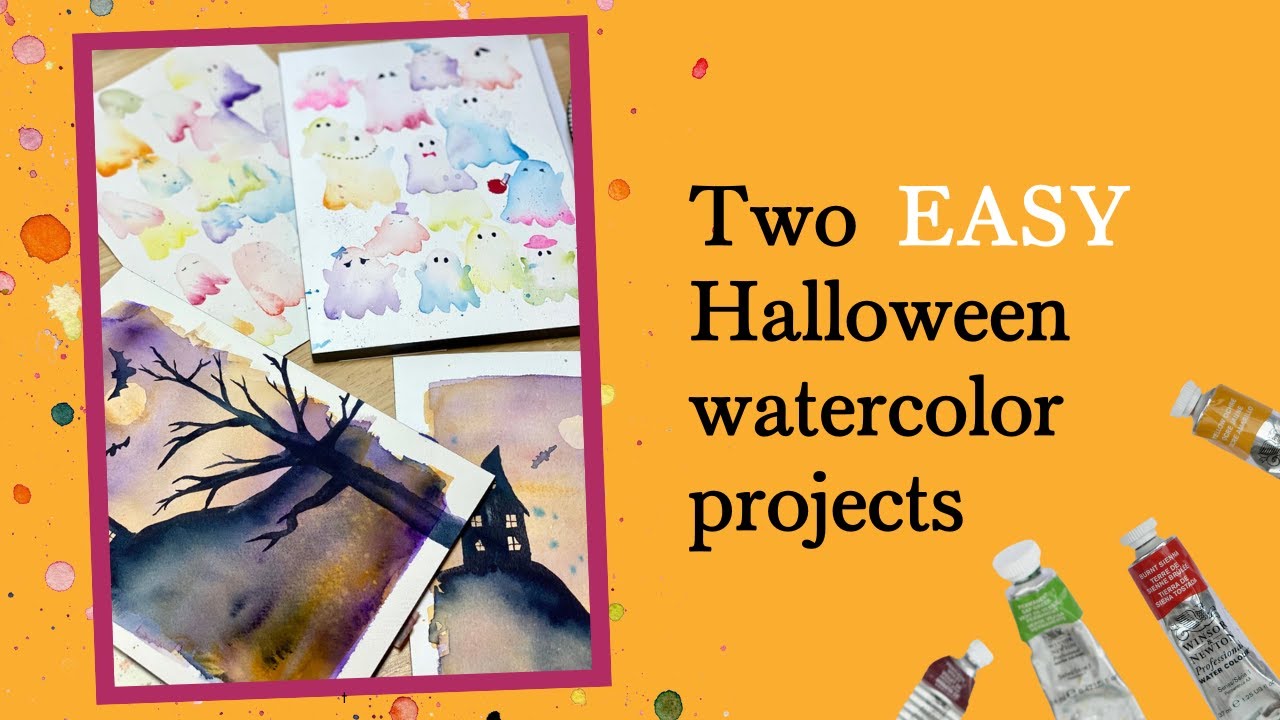 Two EASY halloween watercolor projects for beginners - YouTube