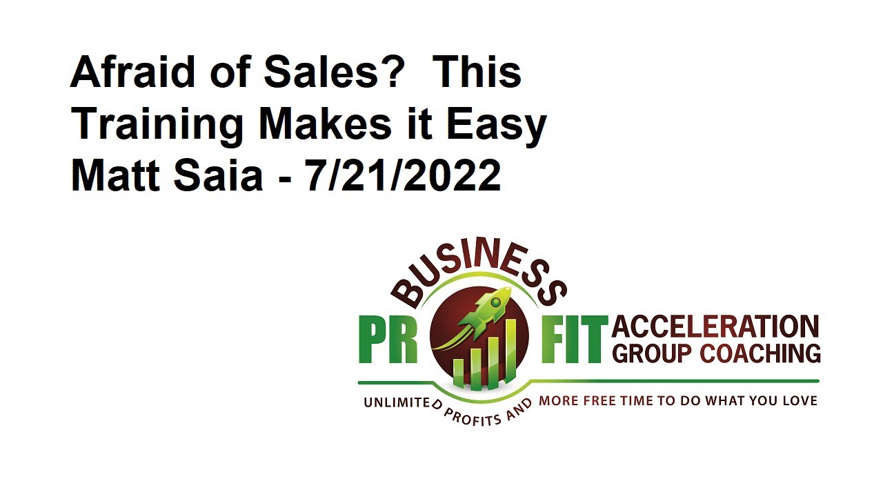 Business Profit Acceleration Group Coaching Sales Training - YouTube